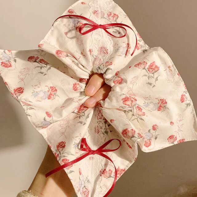 French rose bow square scarf large intestine hair circle women's high ...