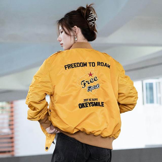 UOD tide brand red flight jacket male retro embroidery baseball couple ...