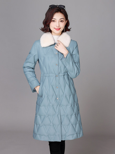 Haining genuine leather down jacket women's mid-length sheepskin 2024 ...