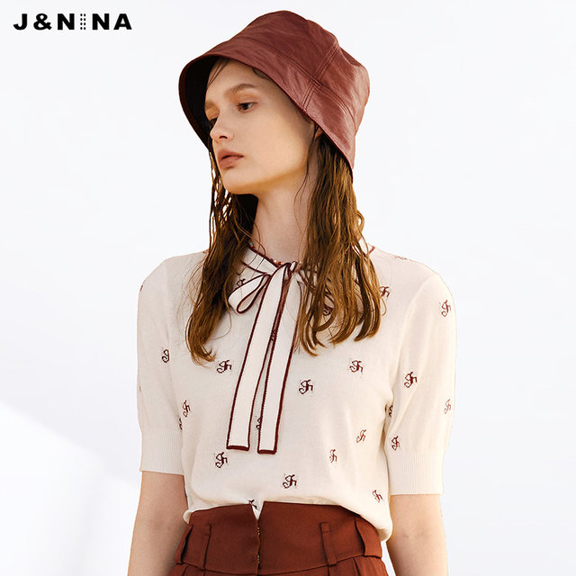 JNINA JNINA Guo Peiling spring and summer new LOGO printed women's T ...