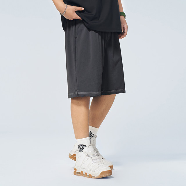 Heijing plus size men's summer ice silk elastic five-point pants plus ...