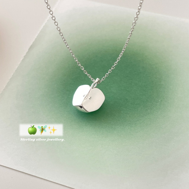 Ping An fruit pendant sterling silver necklace fresh and simple light ...