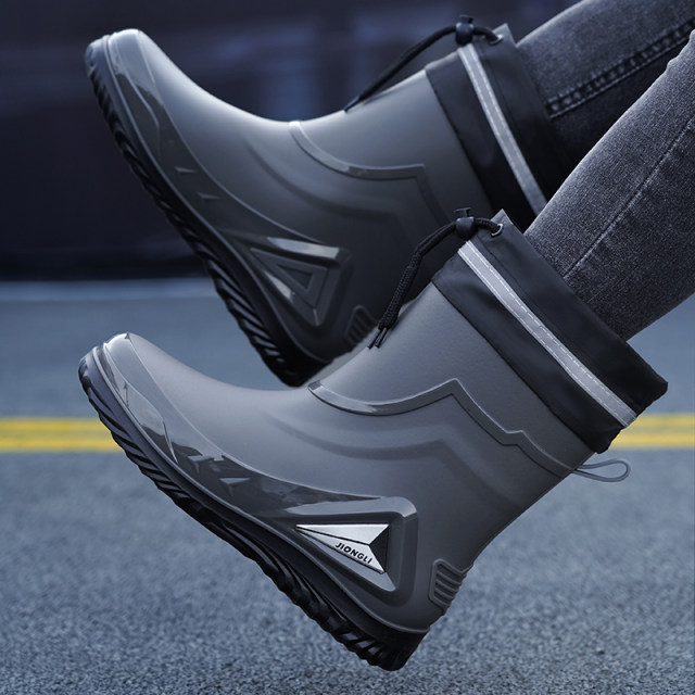 Rain boots for men, rain-proof drawstring drawstring waterproof shoes ...