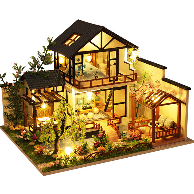 Creative handmade DIY hut Zhuxi Water Garden attic villa model house ...