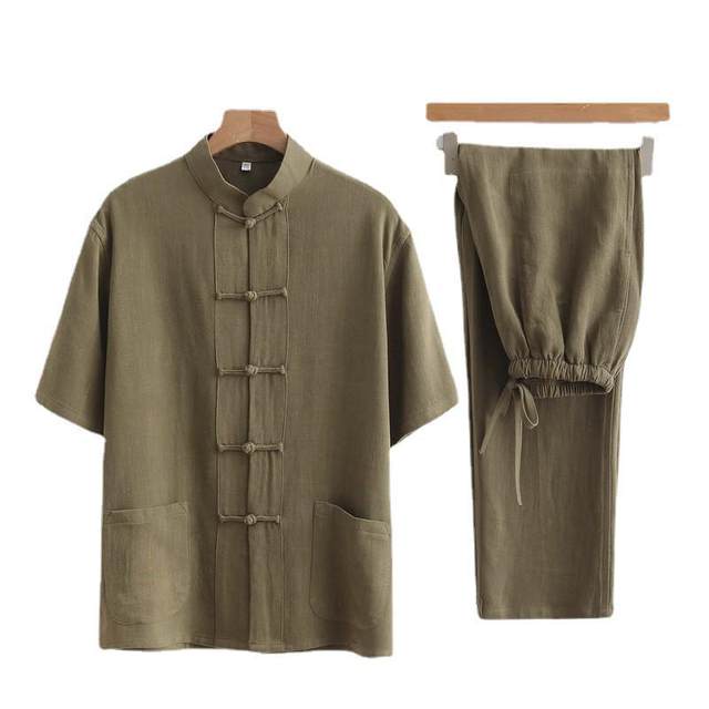 Summer linen set Chinese retro Tang clothing Hangshi clothing Tai Chi ...