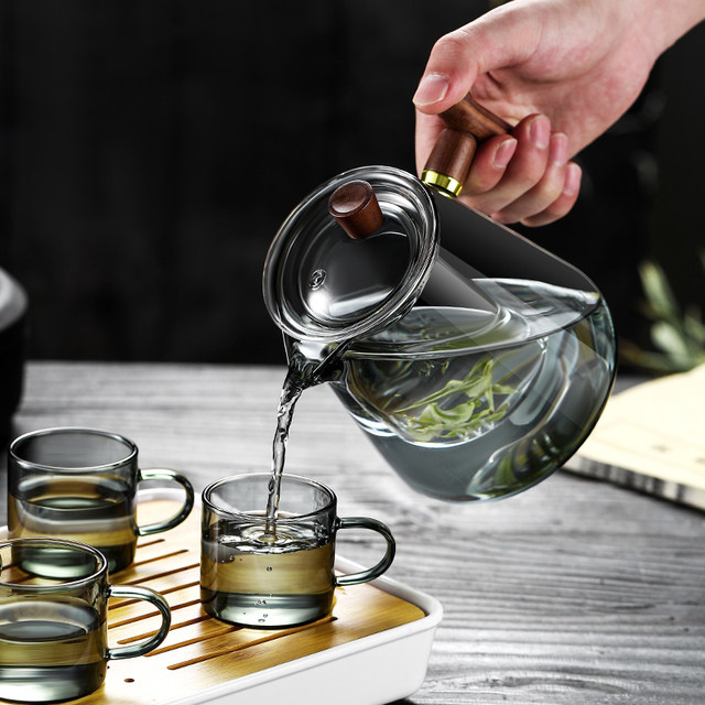 Glass teapot for tea making, home office, high temperature resistant ...