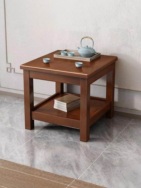 Old-fashioned small square table square wooden table living room home ...