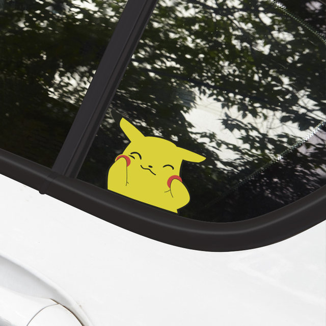 Pikachu car sticker, creative car window glass sticker, anime cartoon ...