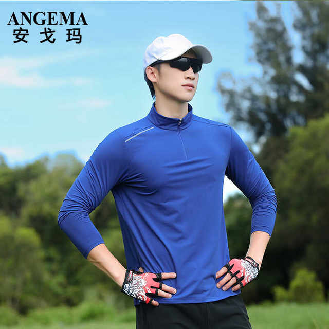 Angoma long-sleeved T-shirt men's spring and autumn track and field ...