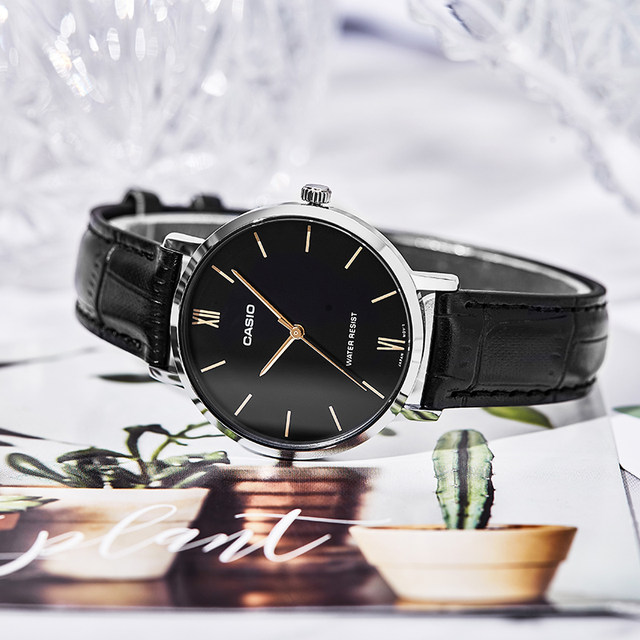 Casio watch women's thin cherry blossom pink simple waterproof quartz ...