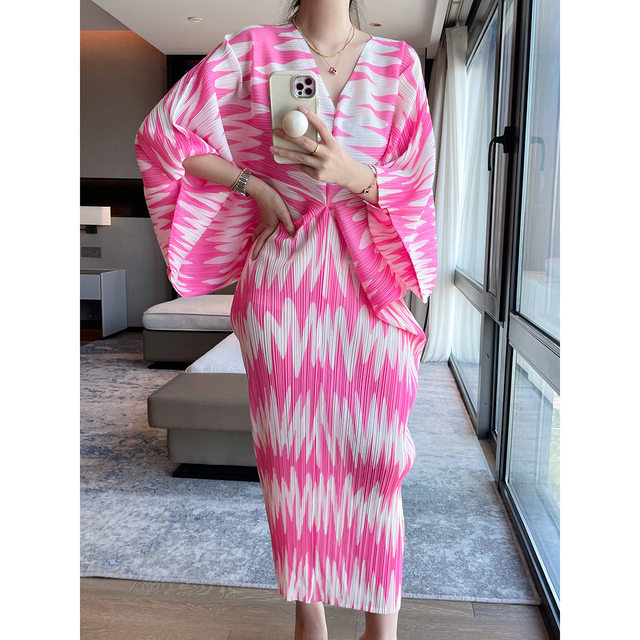 Sanzhai French zebra pattern printing dress female 2024 autumn style ...