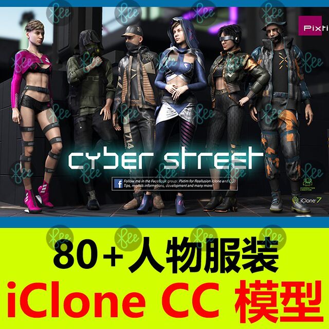 iClone material CC model 80 characters clothing Cyberpunk Hawaiian ...