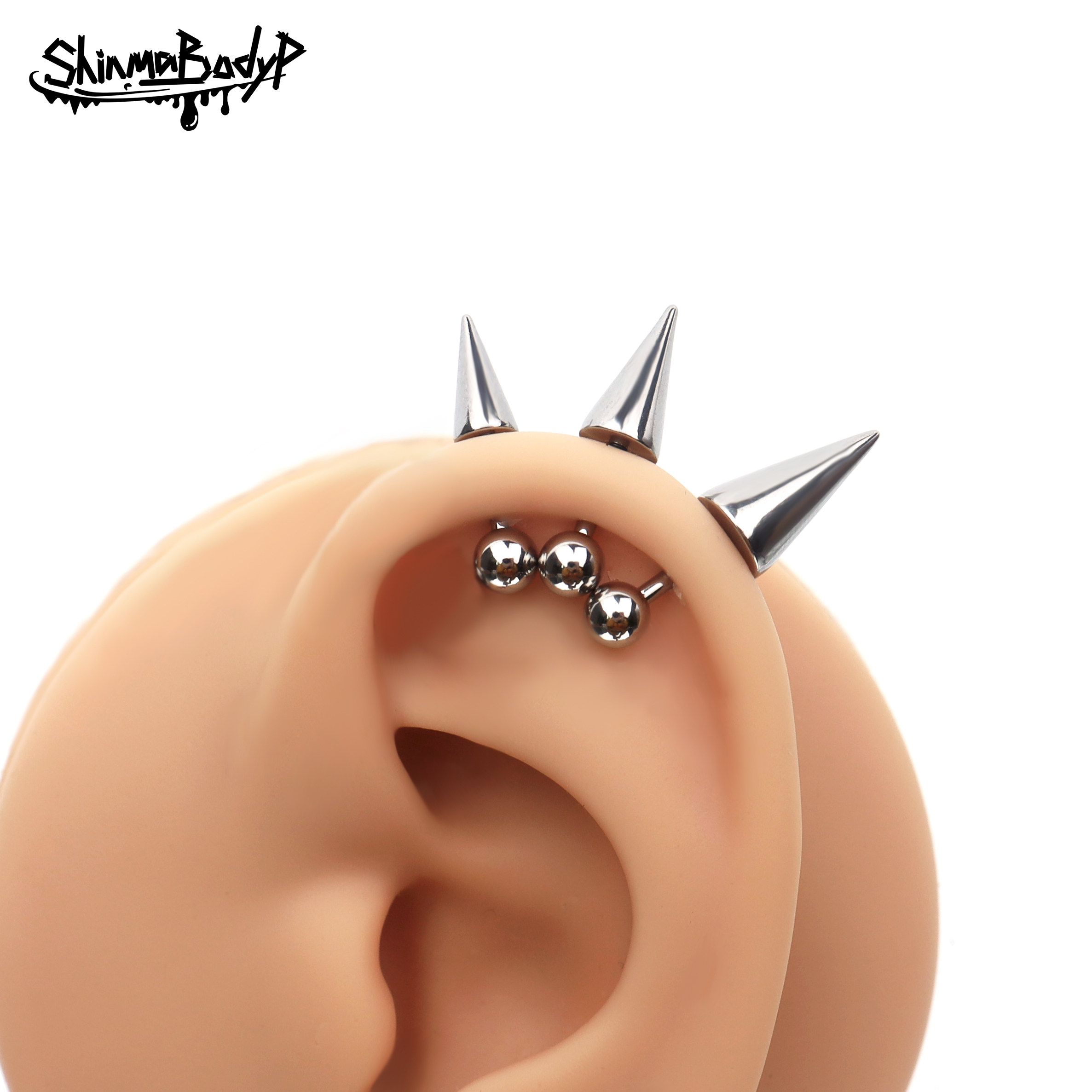 Shinma Devil Ear Elf Earrings Ear Bone Nails Titanium Steel Silver Punk ...