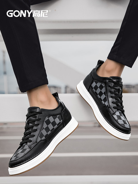 Gaoni height increasing shoes men's checkerboard shoes autumn ...