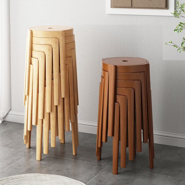 Solid wood stools for home use, stackable dining table stools, high ...