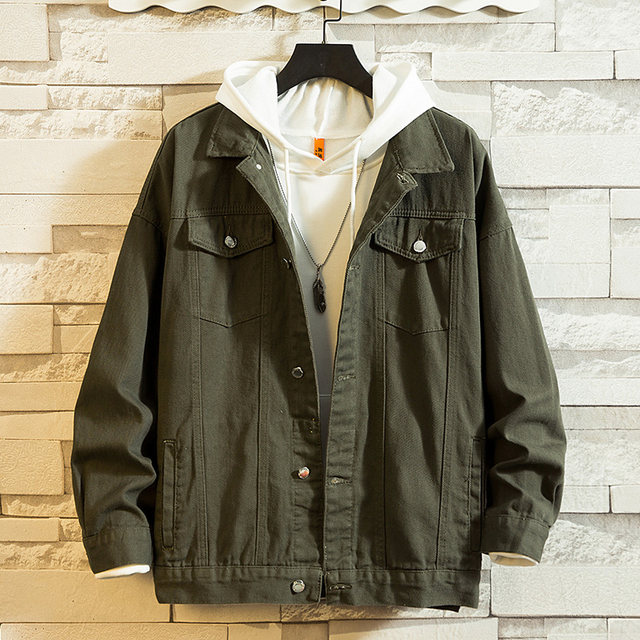 Autumn and winter denim jackets men's trend INS Hong Kong wind workers ...