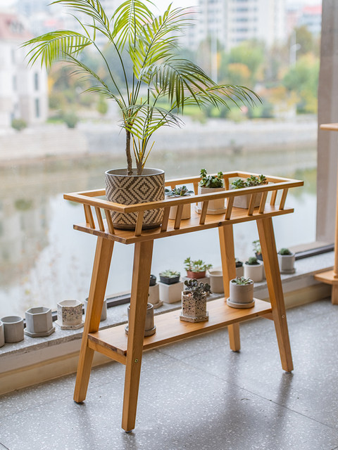 Shuhan solid wood flower rack flower pot storage rack pine wood double ...