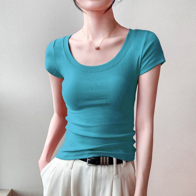 Women's 2025 spring and summer new cotton clavicle exposed sexy slim ...