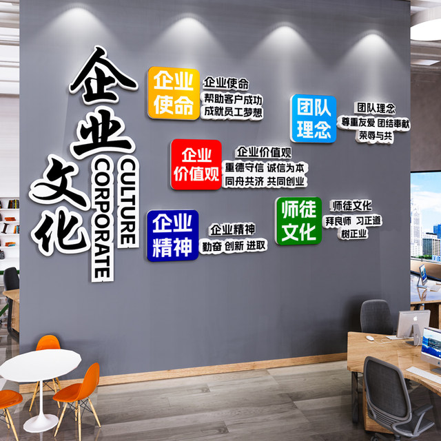 Office inspirational slogans 3D three-dimensional wall stickers company ...