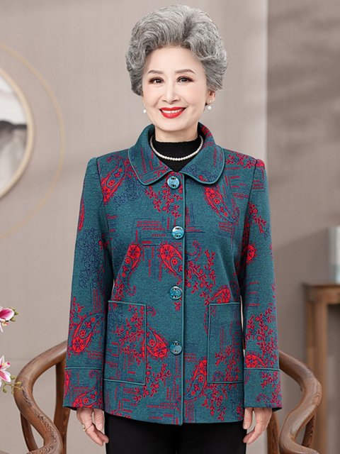 Grandma autumn and spring clothes lapel coat cardigan elderly autumn ...
