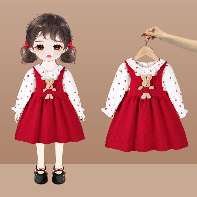 Girls' Spring Dress 2024 Early Spring New Western Children's Vest Skirt ...