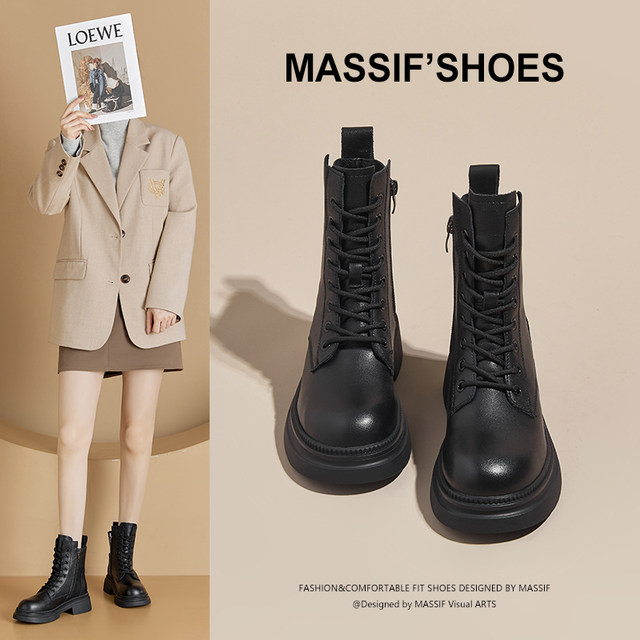 Retro genuine leather British style Martin boots for women 2024 new ...