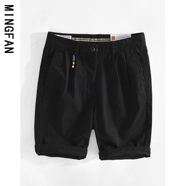 2025 new summer men's solid color casual cotton five-point pants loose ...