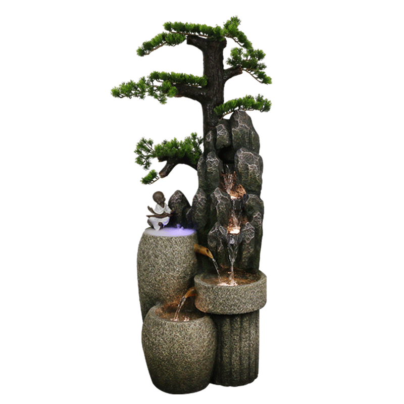 Chinese -style welcome pine fake mountain flowing water fountain living ...