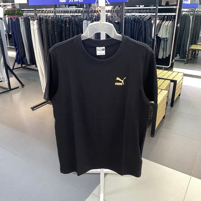 Genuine PUMA Puma gold LOGO breathable round neck men's and women's ...