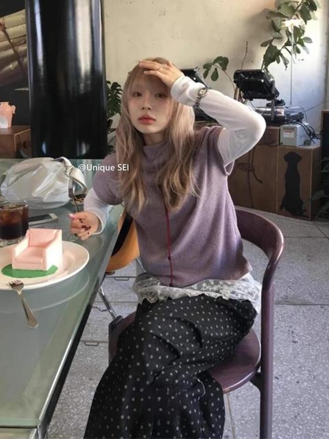 Unique SEI retro hollowed-out small flower straps half turtle neck ...