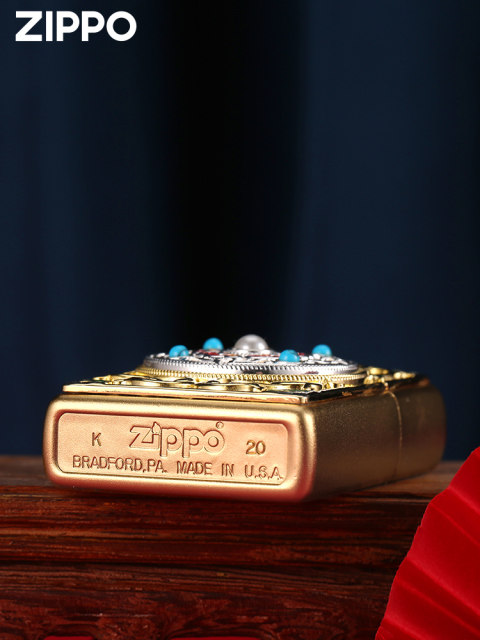 Zippo official lighter Golden auspicious cloud turntable genuine ...