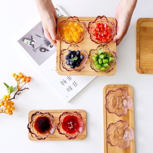 Afternoon tea Japanese cherry blossom glass flavor sauce dish exquisite ...