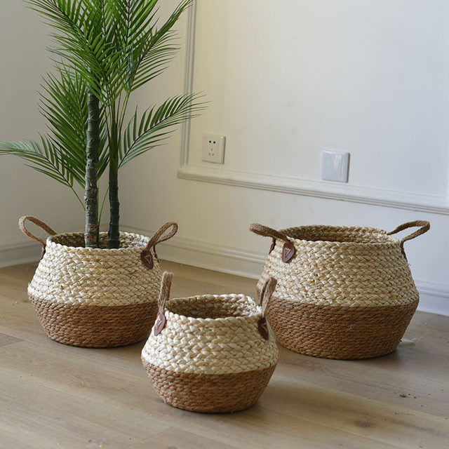 Green plant woven baskets flower pots flower baskets flower baskets ...