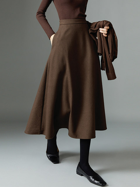 Autumn and winter wool skirt women's late white 2024 new style French commuter temperament skirt ...