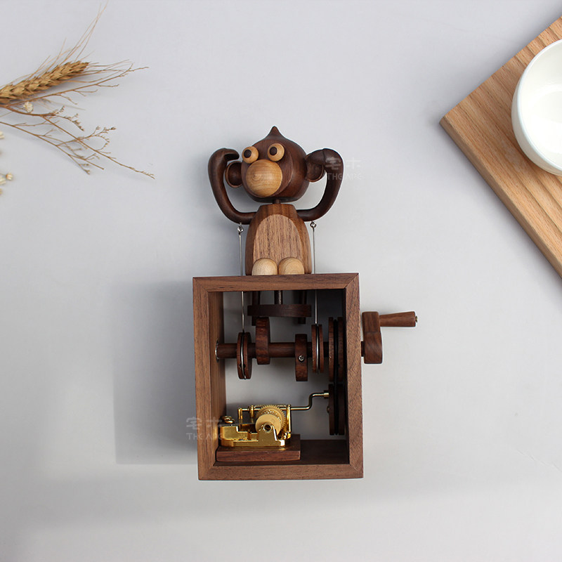 Van Han Black Walnut Hand Music Box Sky City Clockwork Gift