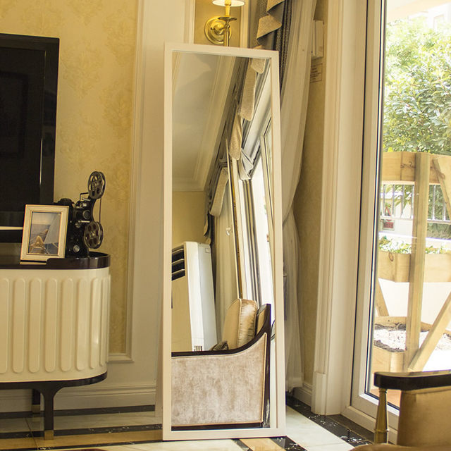 Solid wood landing mirror full -body dressing mirror home girl bedroom ...