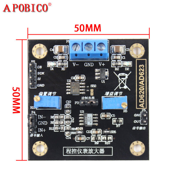 AD623 Amplifier Module With Digitally Controlled Potentiometer MCP41100 ...