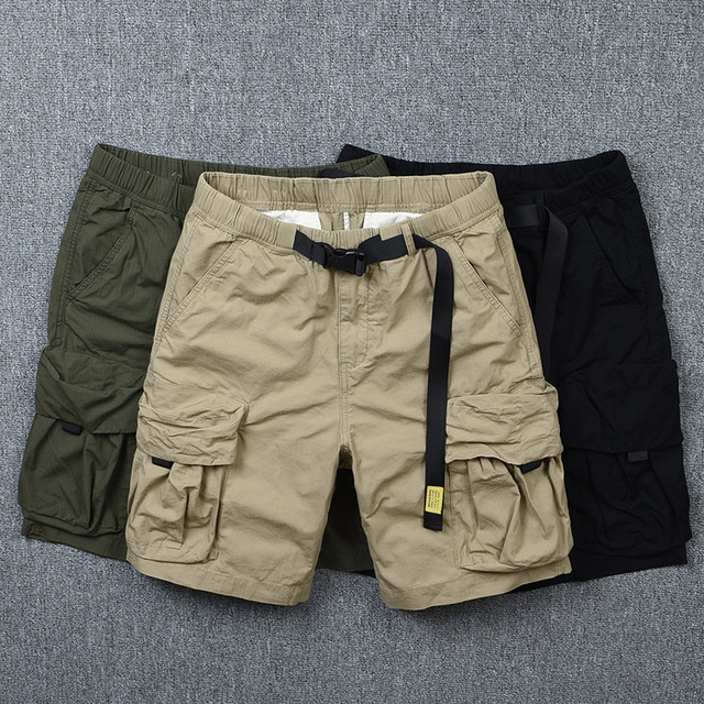 Casual shorts men's summer pure cotton trendy brand workwear style five ...