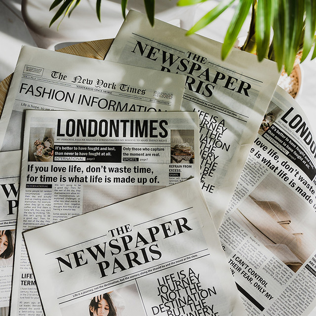 ins English newspaper photo live broadcast props fashion Internet ...