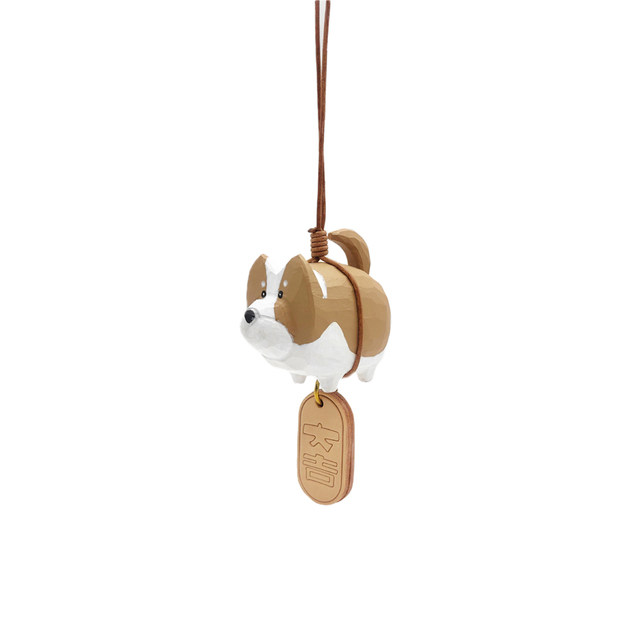 Short-legged fat corgi original rearview mirror pendant fat corgi wood ...
