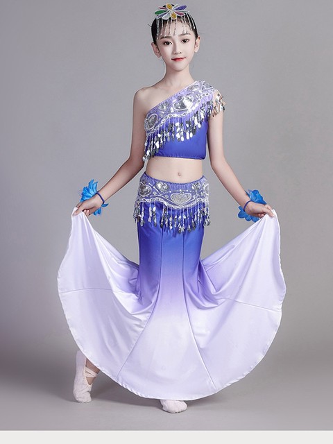 New children's Dai dance performance costumes for girls, peacock dance ...