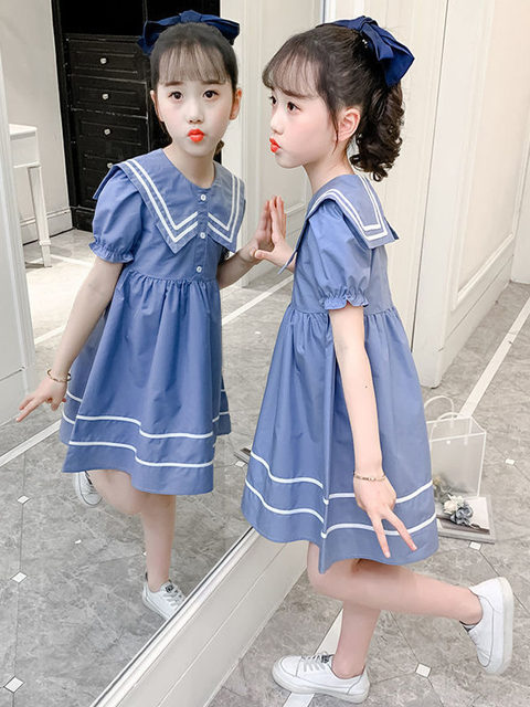 Girls' college style dress 2025 summer new style mid-large children's ...