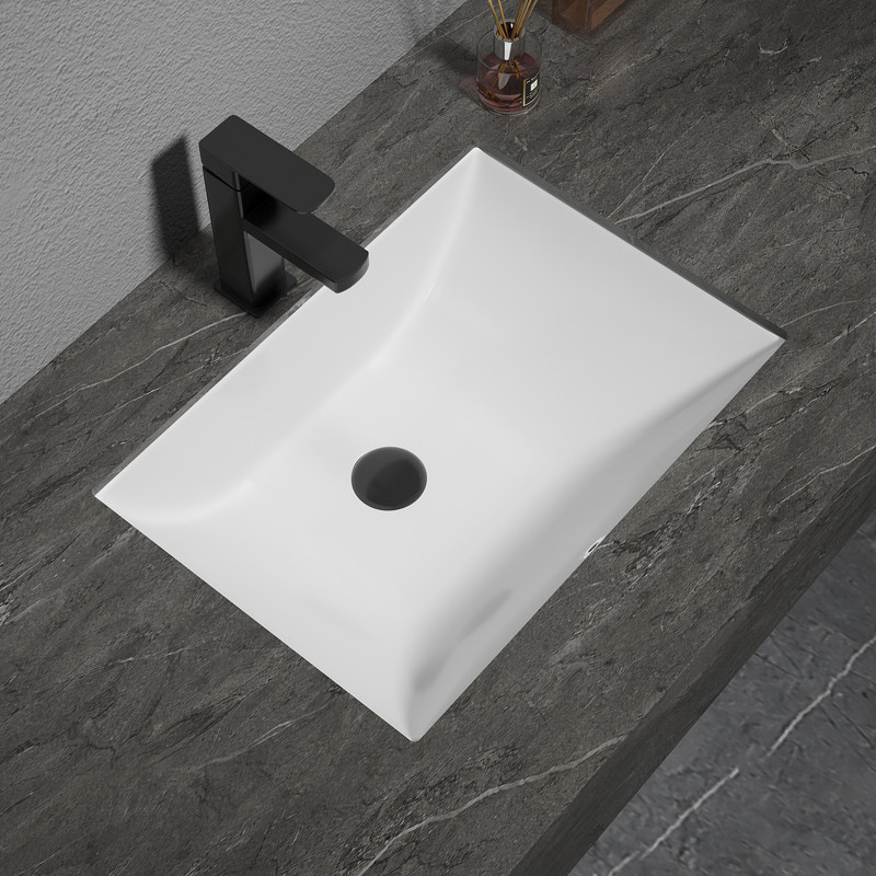 Sakura Flower Keramisk Indbygningsvask - Firkantet Vask (Model 202)