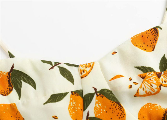 Design niche lemon print shoulder strap beach high waist exposed waist ...