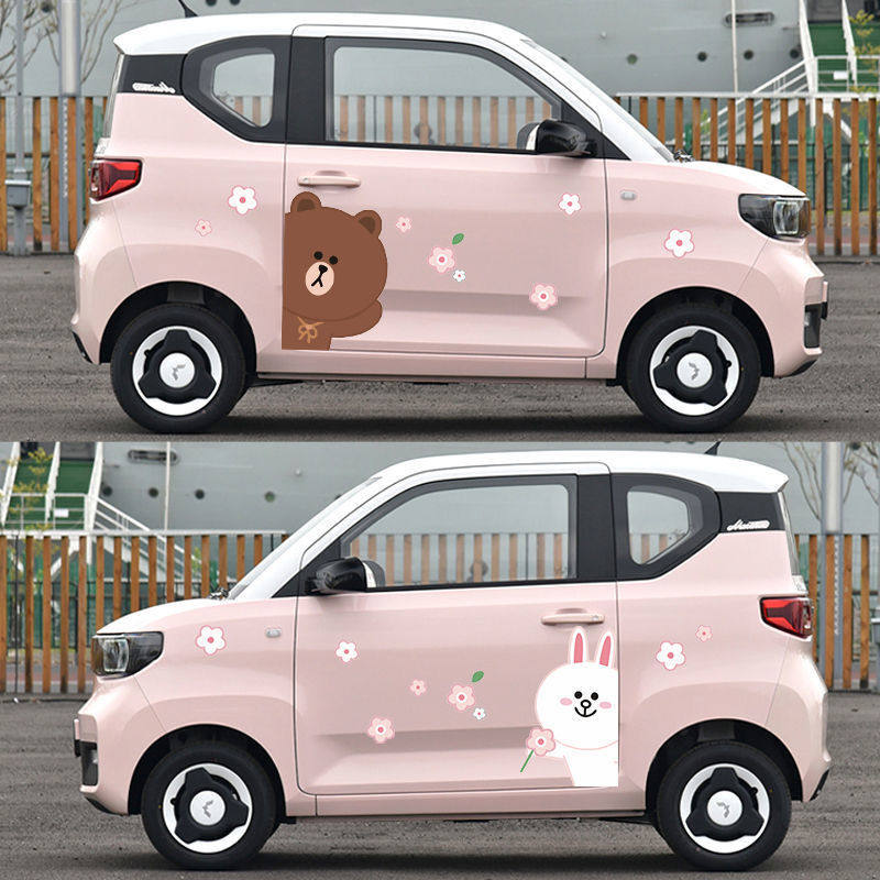 Brown Bear Keni Rabbit car sticker Wuling Hongguang miniev modified car ...