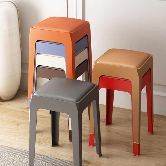 Household plastic stool thickened and stackable living room soft ...