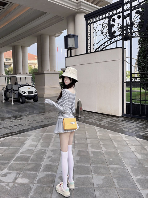 Eva Junjun Jiang pure casual and versatile slim striped long-sleeved cotton T-shirt for women ...