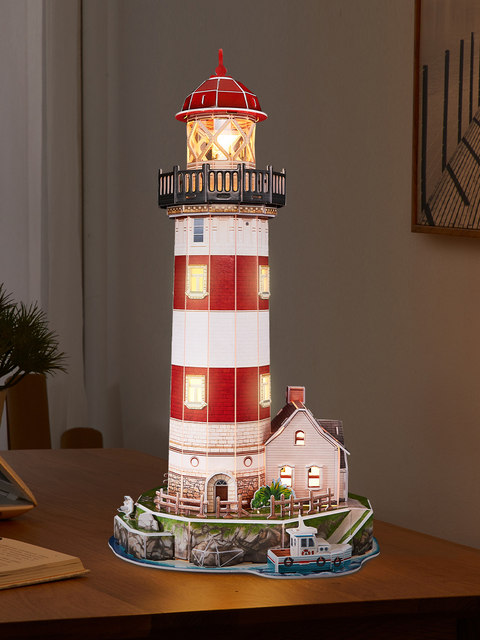 Le Cube Lighthouse 3D three -dimensional puzzle, colorful lamp version ...