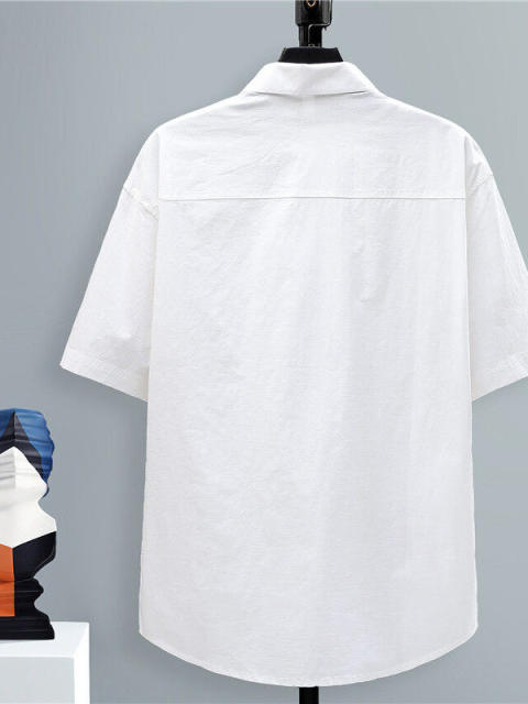 Summer worker denim shirt men's short -sleeved casual loose inch shirt ...