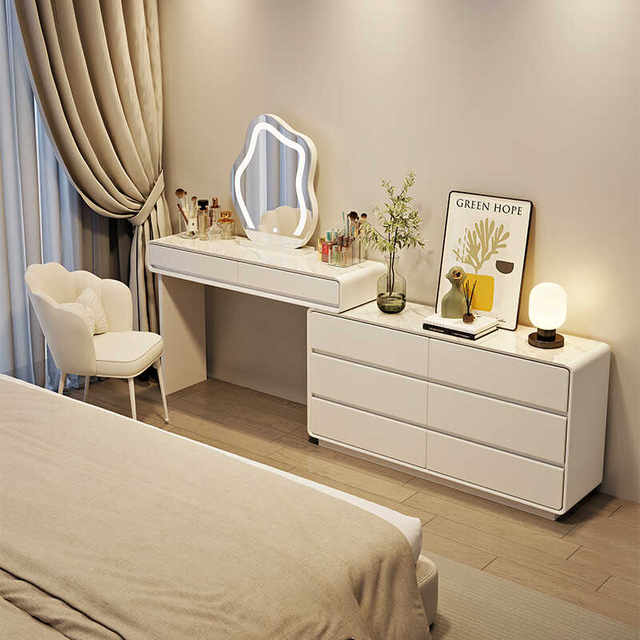 Cream style ultra-narrow 30cm slate solid wood master bedroom dressing ...